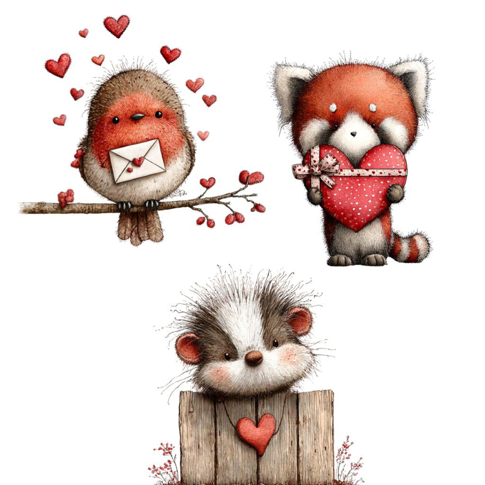Woodland Animals Valentine's Day Clipart: Whimsical Graphics (digital ...