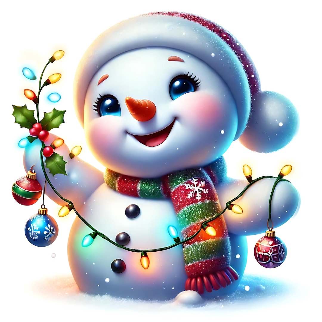 Cute Snowman Clipart | 12 High-quality Jpgs | Festive Christmas Snowman ...