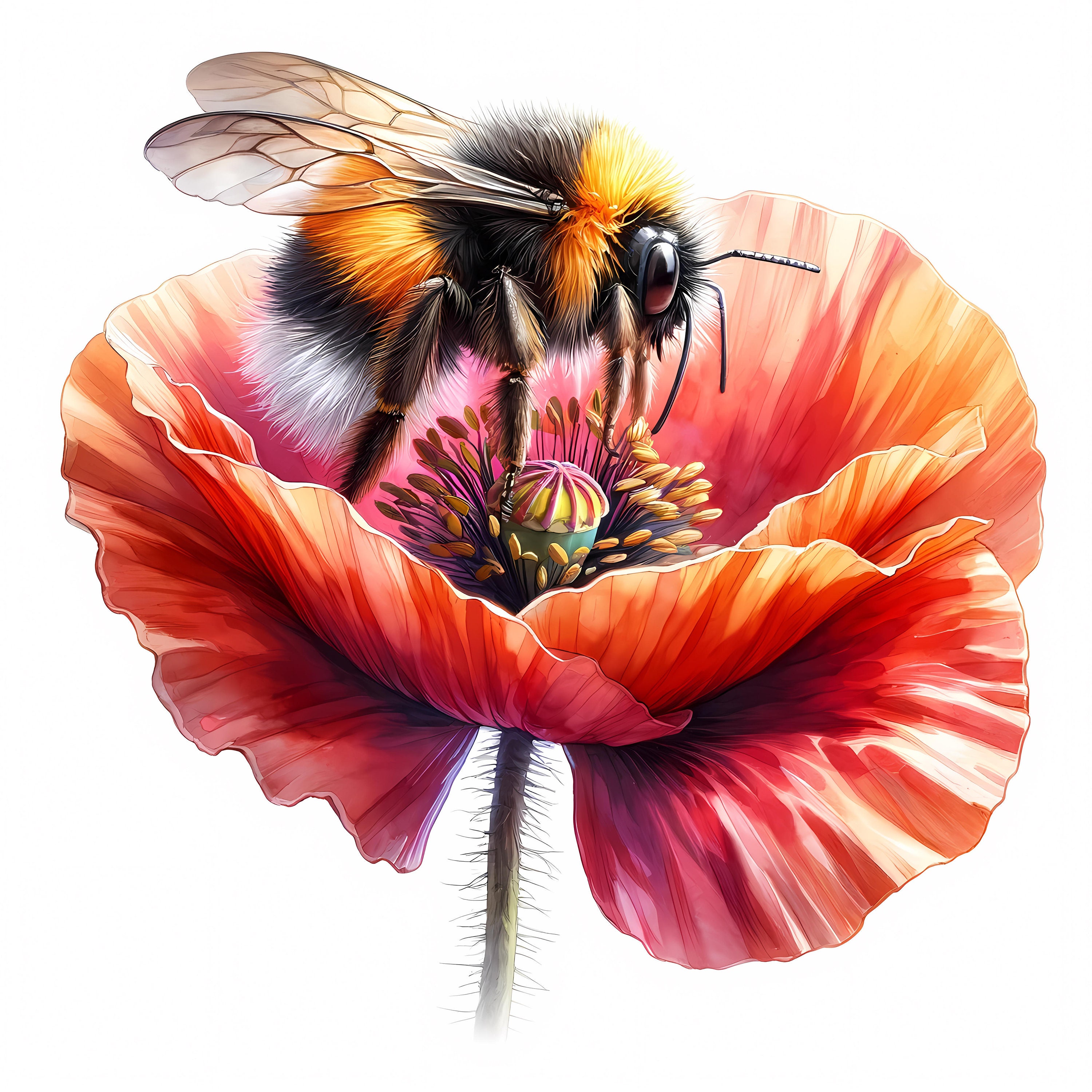 Bumblebee Clipart 14 High Quality Jpgs Bumblebee on Flower Digital ...