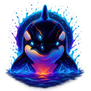 Neon Orca Clipart: Glowing Whale PNG Bundle - Commercial Use - Etsy