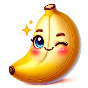 Cute Banana Clipart | 11 High-quality Jpgs | Adorable Cute Banana ...