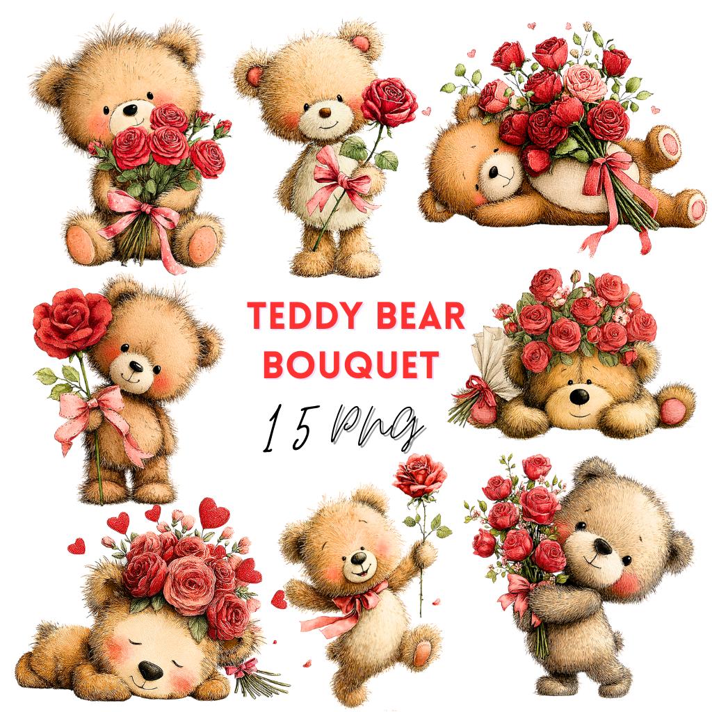 Valentine Teddy Bear Clipart | Nursery Valentine Graphics | Digital ...