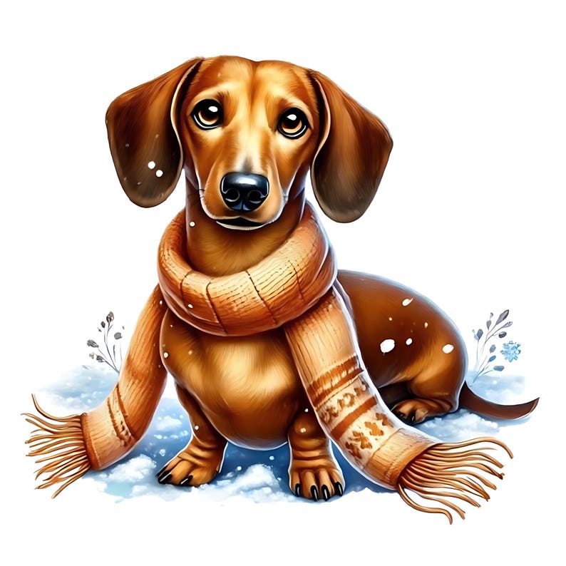 Christmas Dachshund Clipart: Festive Dog Art (12 JPG Digital Download ...