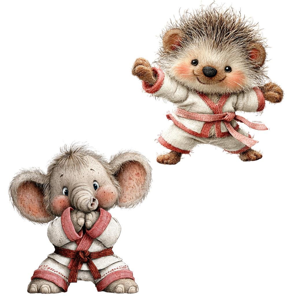 Animals Karate Poses Clipart: Whimsical Graphics, Digital Download, 16 ...