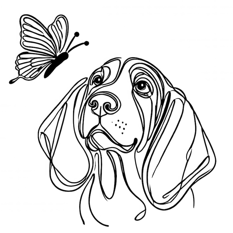10 Basset Hound Line Art SVG Clipart Bundle: Dog T-shirt Design ...