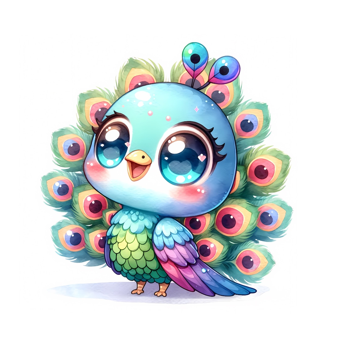Cute Peacock 10 High-quality Jpgs Colorful Peacock Clipart Bundle Wall ...