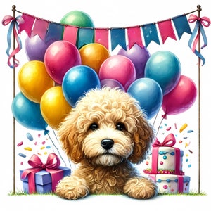 Cockapoo Birthday Clipart | Party Dog Art 11 Jpgs (commercial Use) - Etsy