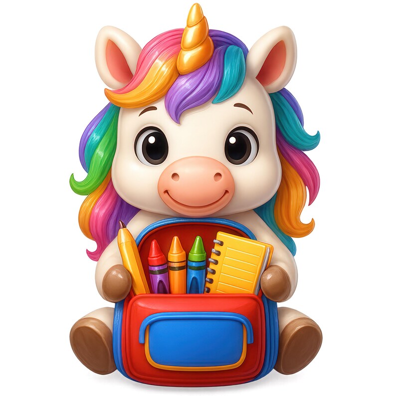 10 School Unicorn Clipart: Back to School PNG Bundle (digital Download ...