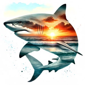Majestic Shark JPG Clipart | Ocean Art Printables (digital Download ...