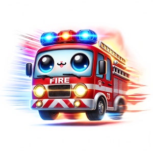 Cute Fire Truck Clipart | 10 High-quality Jpgs | Adorable Fire Truck ...
