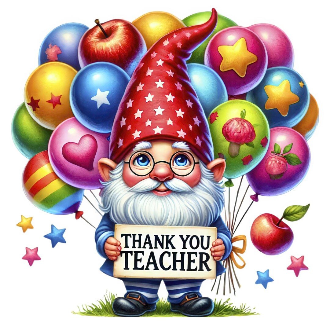 11 PNG | Thank You Teacher Clipart | Teacher Appreciation Gnome Clipart ...