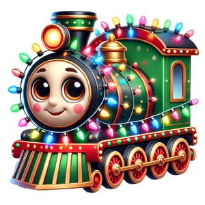 Cute Christmas Train Clipart Bundle | Festive Holiday Art (jpgs) - Etsy