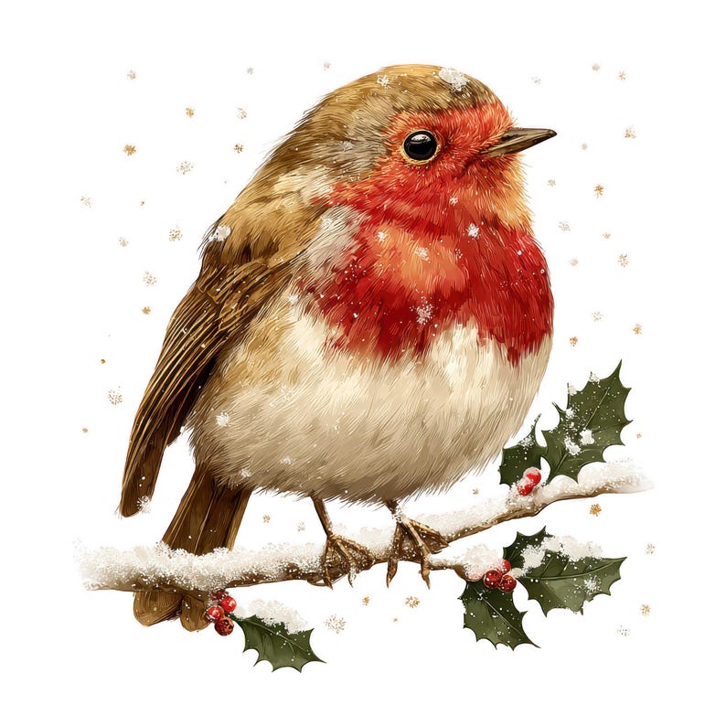 Christmas Robin Clipart: Holiday Bird Graphics (digital Download) 12 ...