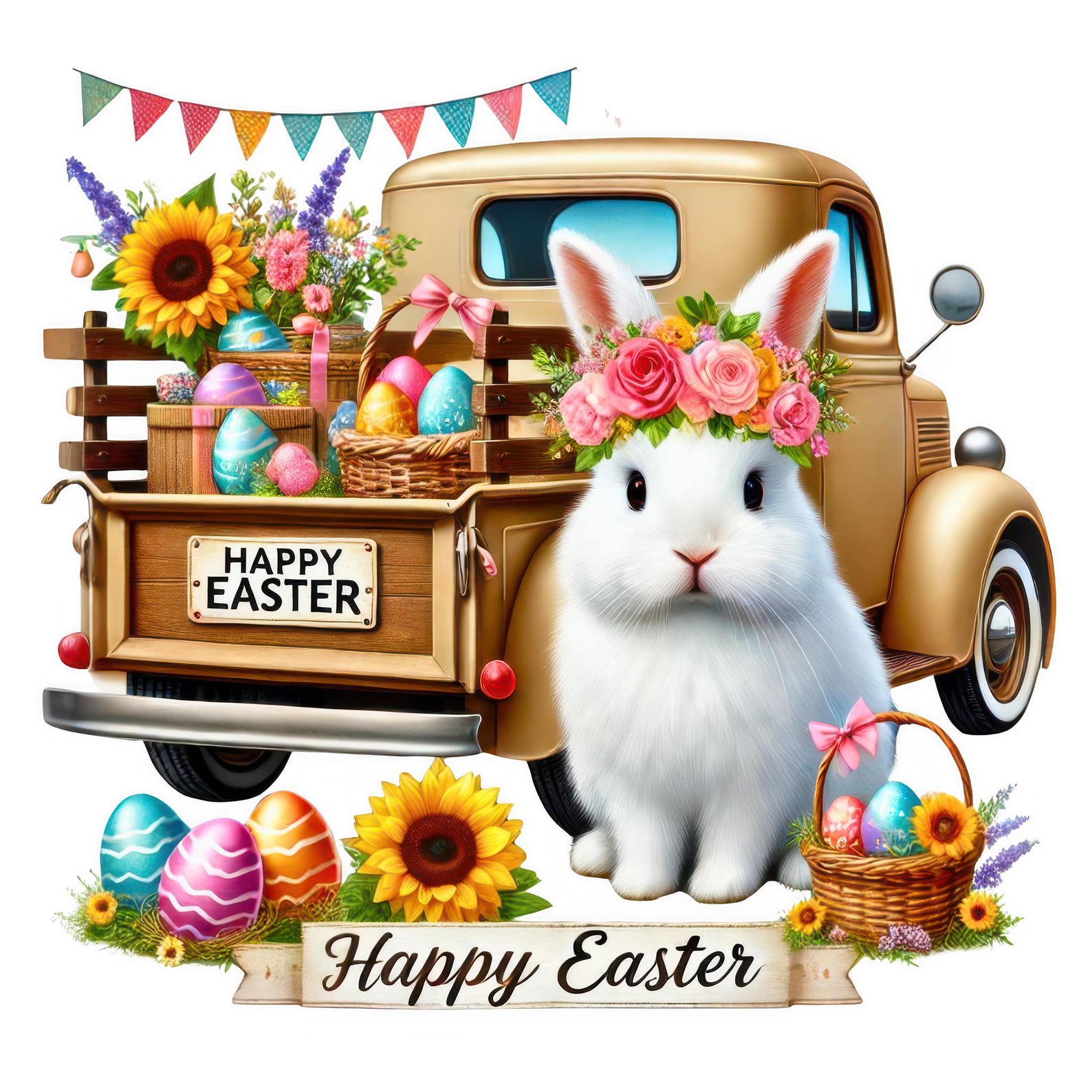 Easter Bunny Truck Clipart: Vintage Easter Designs (digital Download ...