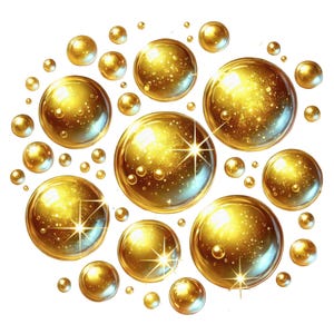 Gold Bubbles Clipart: Shiny Bubbles PNG Set of 14 (digital Download ...