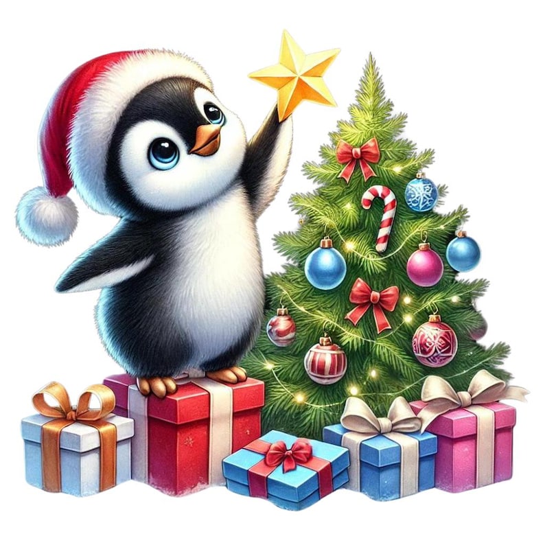 10 Christmas Penguin Clipart: Festive Holiday PNG Bundle (digital ...