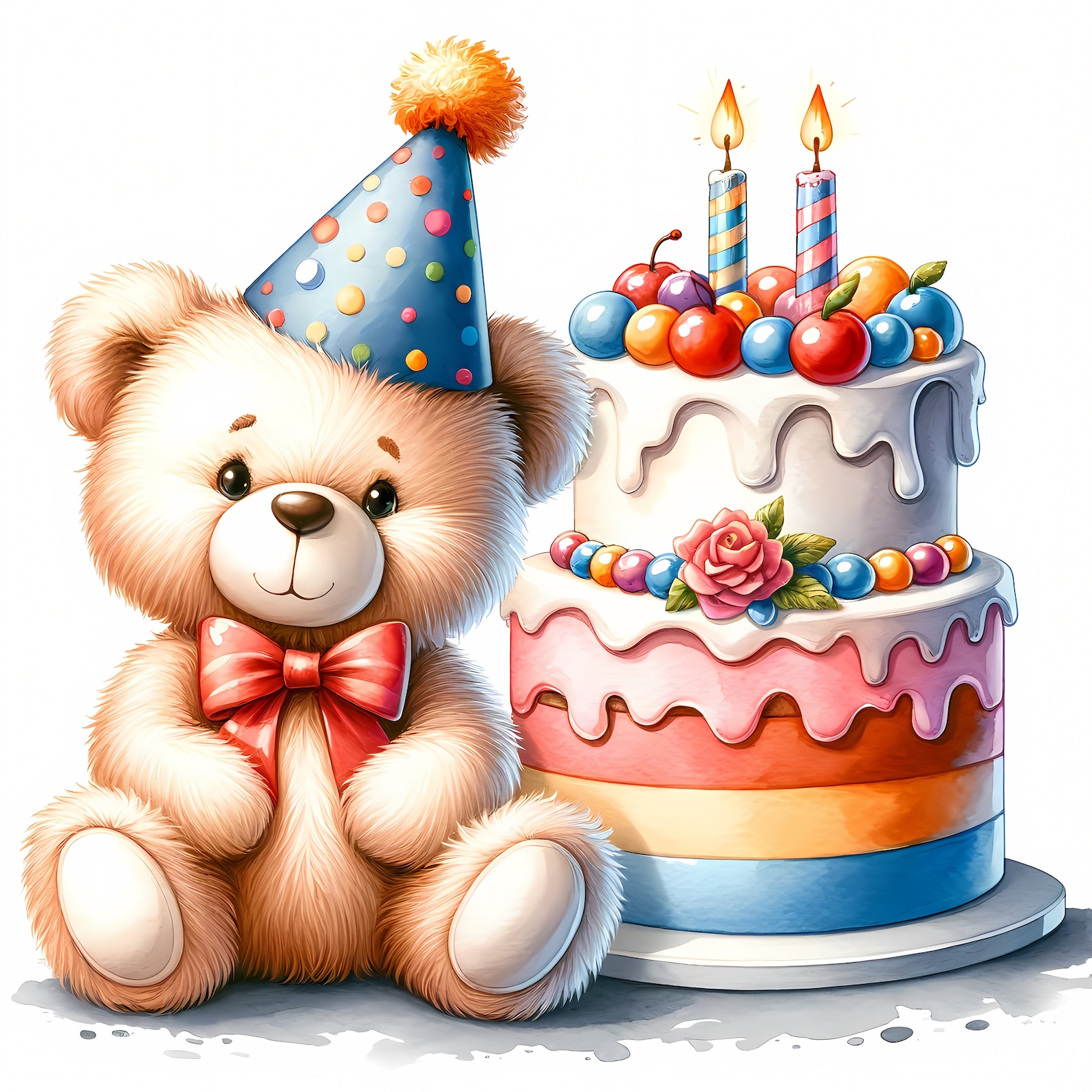 Teddy Bear Birthday Clipart 12 High-quality Jpgs Cute Teddy Bear Bundle ...