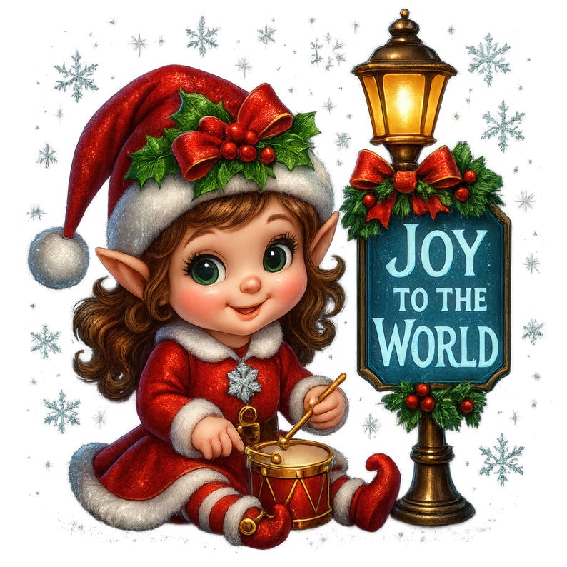 Christmas Elf Girl Clipart: Festive Holiday PNG Graphics (set of 12 ...