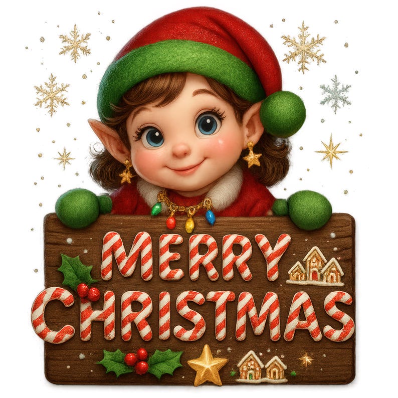 Christmas Elf Girl Clipart: Festive Holiday PNG Graphics (set of 12 ...