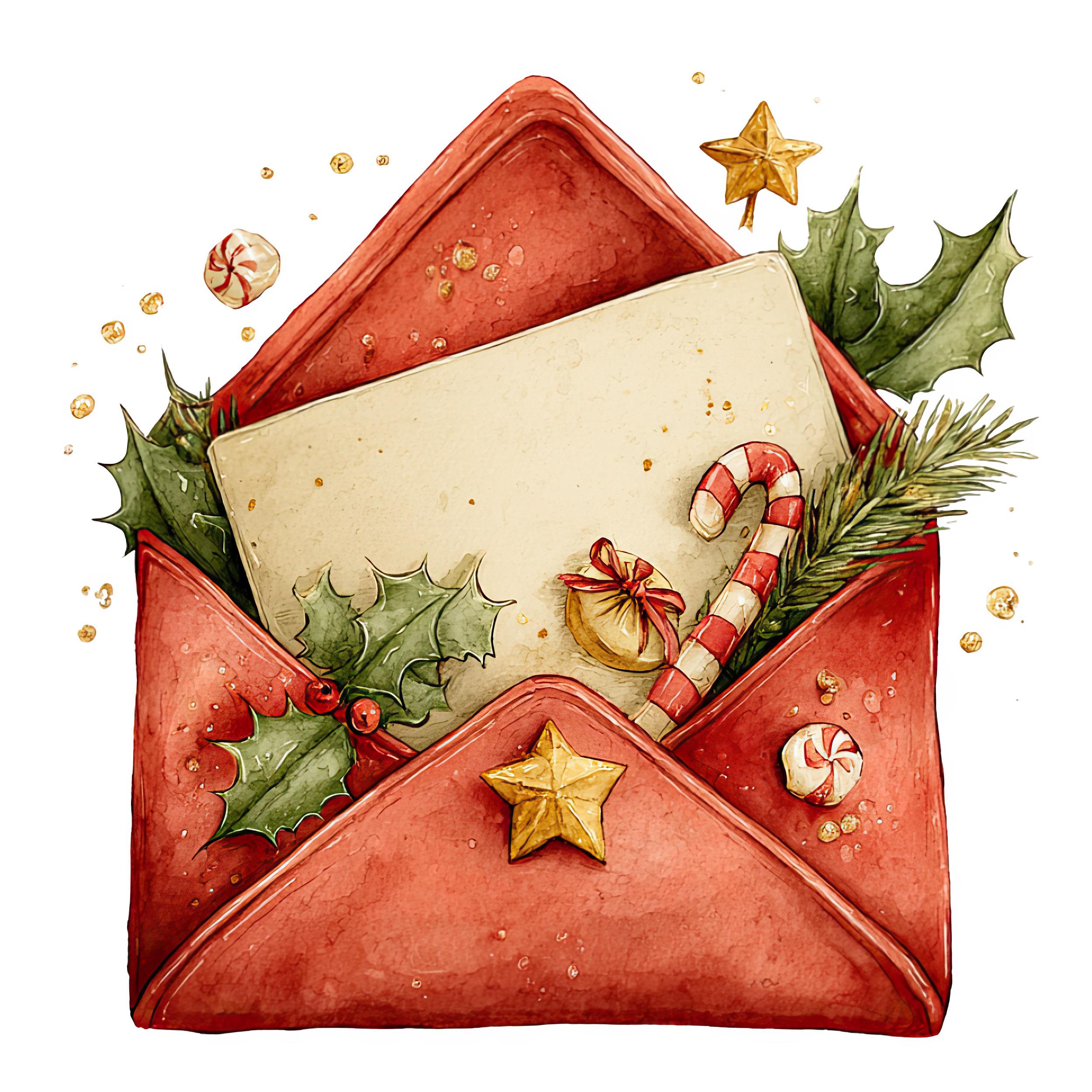 Christmas Letter Envelope Clipart | Festive Mail Graphics | Digital ...