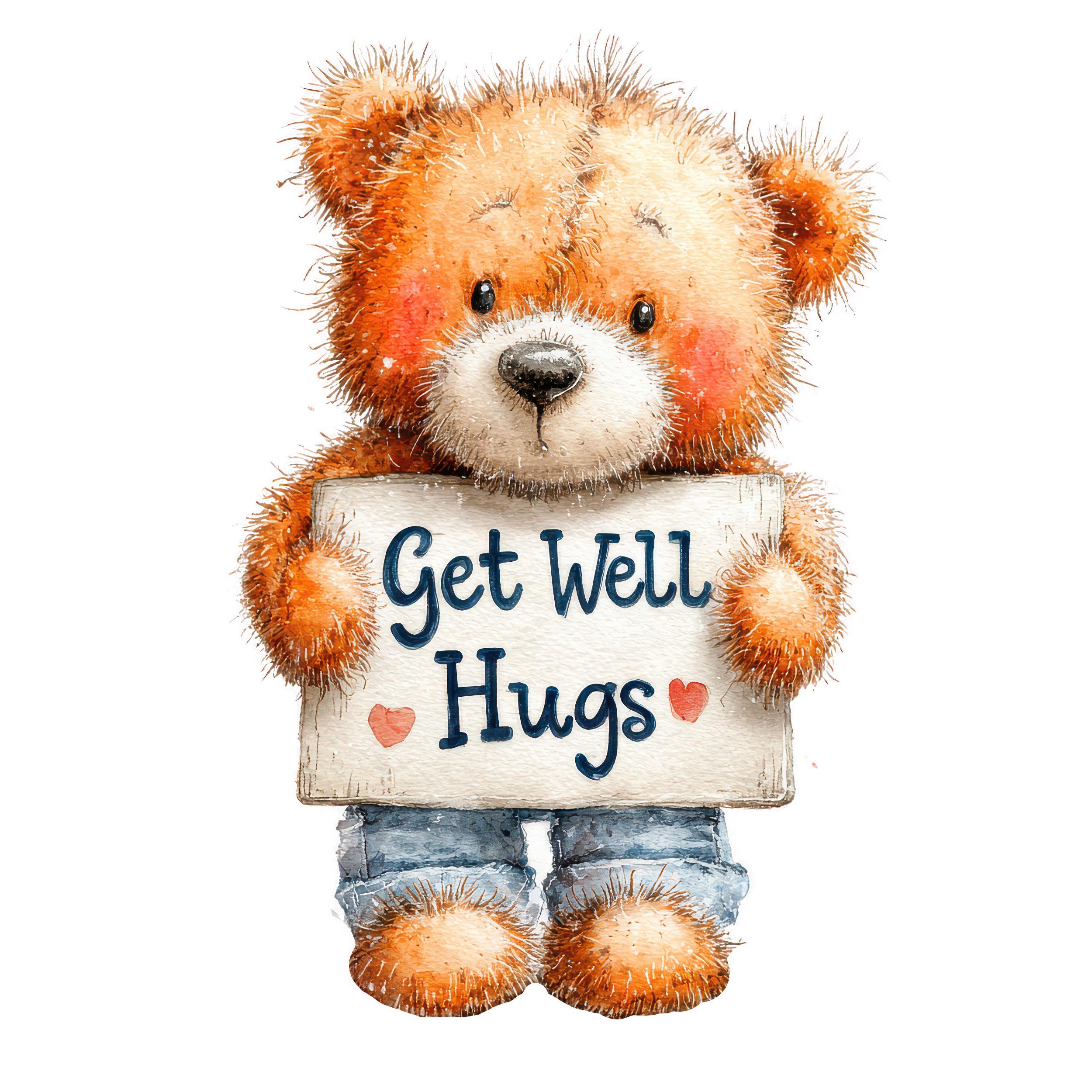 Get Well Soon Teddy Bear Clipart: Sick Bear Graphics (digital Download ...