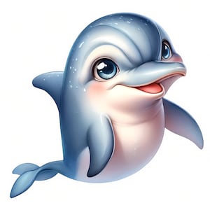 Cute Dolphin Clipart Bundle Ocean Art Jpgs Digital Download Etsy