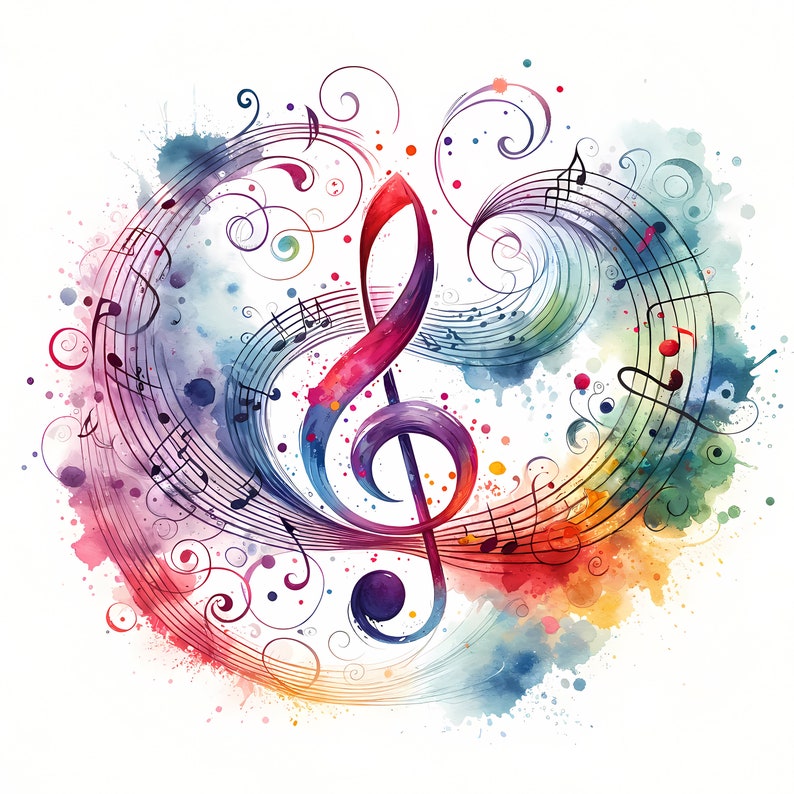Watercolor Music Note Clipart – High-quality Jpgs, Commercial Use ...