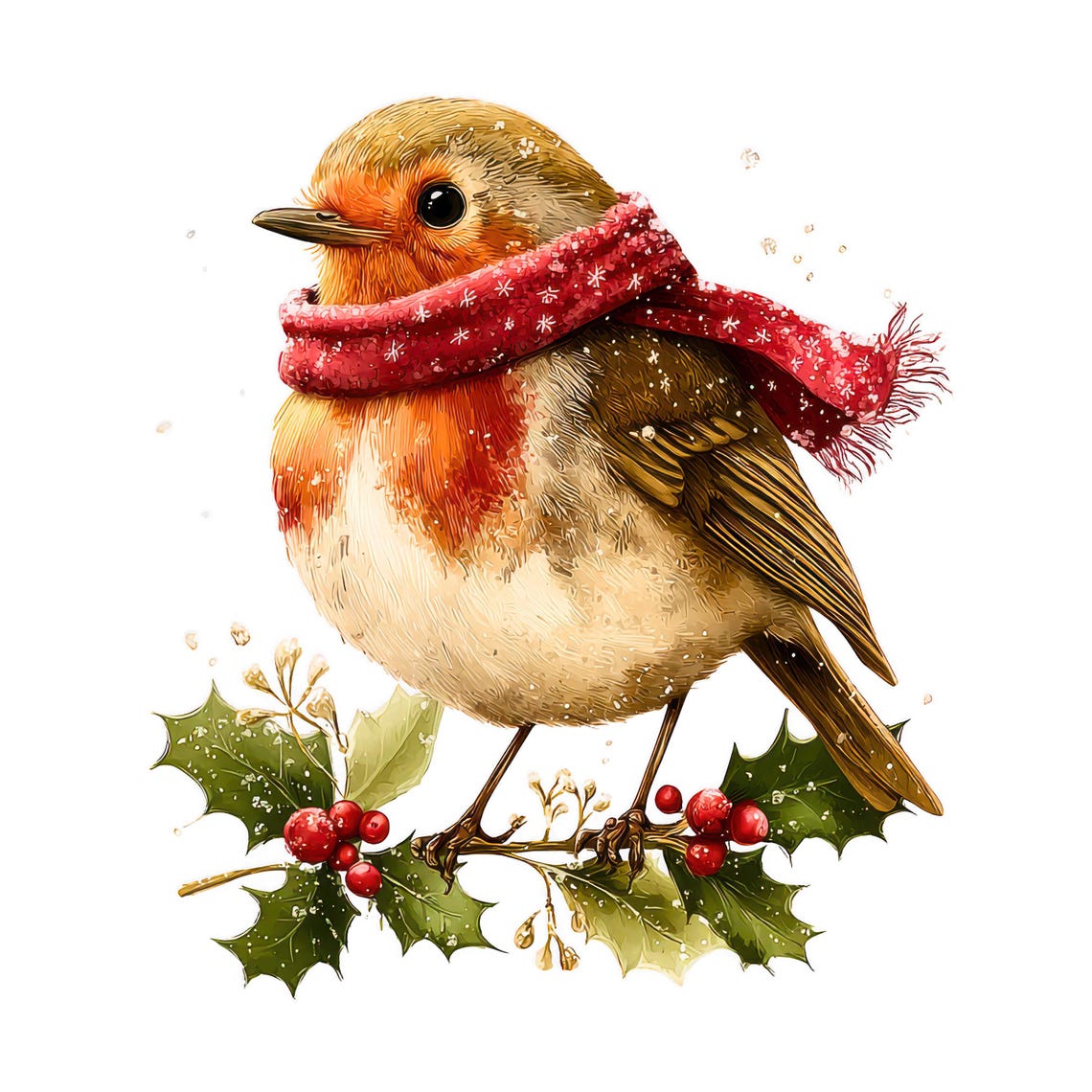 Christmas Robin Clipart: Holiday Bird Graphics (digital Download) 12 ...