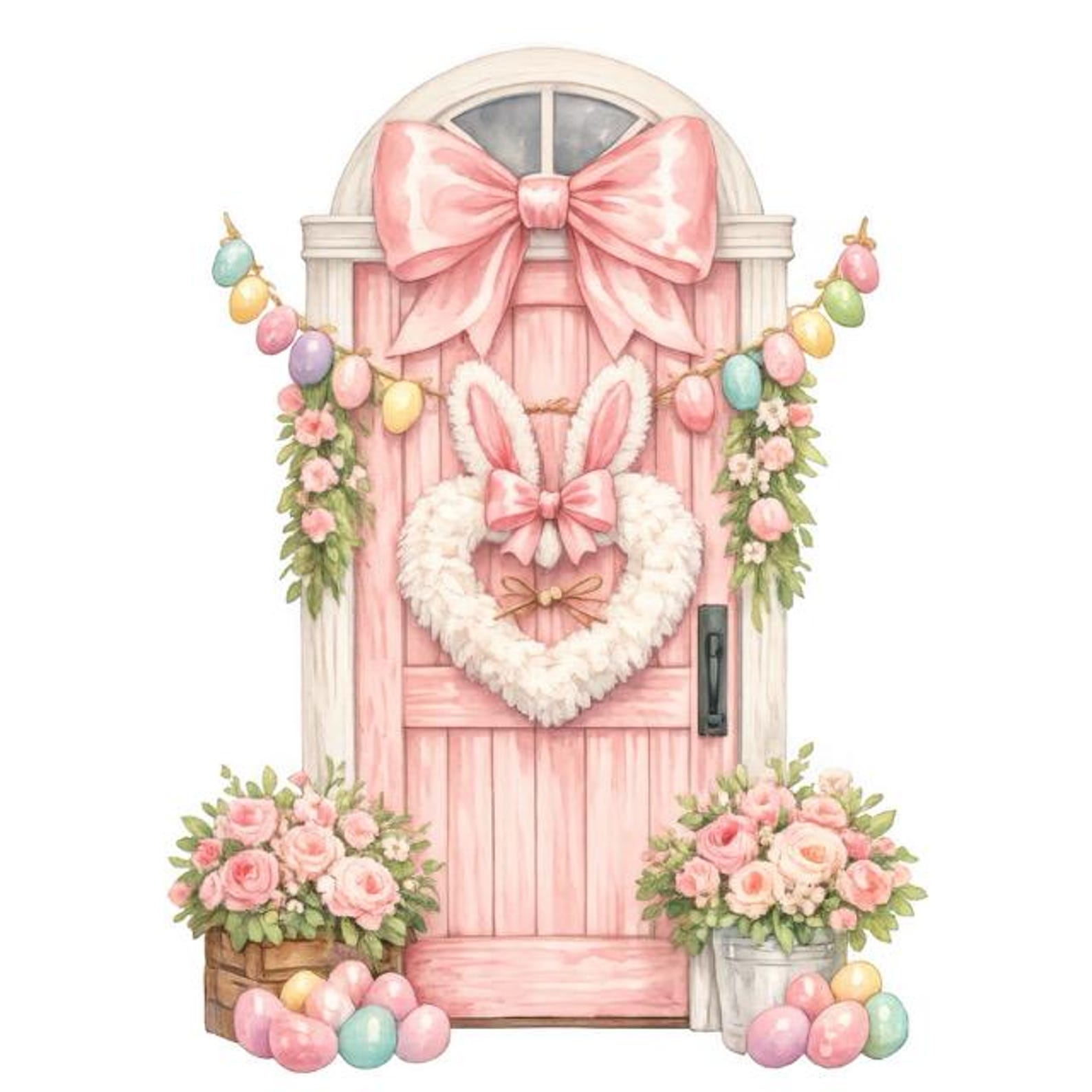 Easter Farmhouse Door Clipart: Rustic Spring Entry Graphics, Digital ...