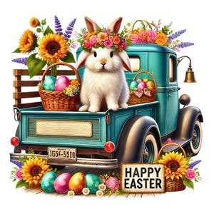 Happy Easter Clipart | 15 High-quality Designs | Easter Bunny Truck ...