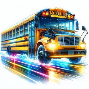 Yellow School Bus Clipart | Student Transport Art (digital Download ...