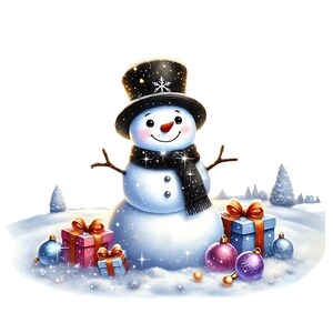 Christmas Snowman Clipart 1O High-quality Jpgs Adorable Christmas ...