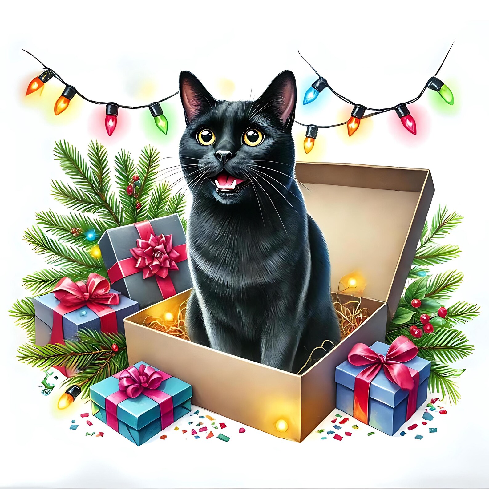 Christmas Cat Clipart: Festive Holiday 13 JPG Bundle (digital Download ...