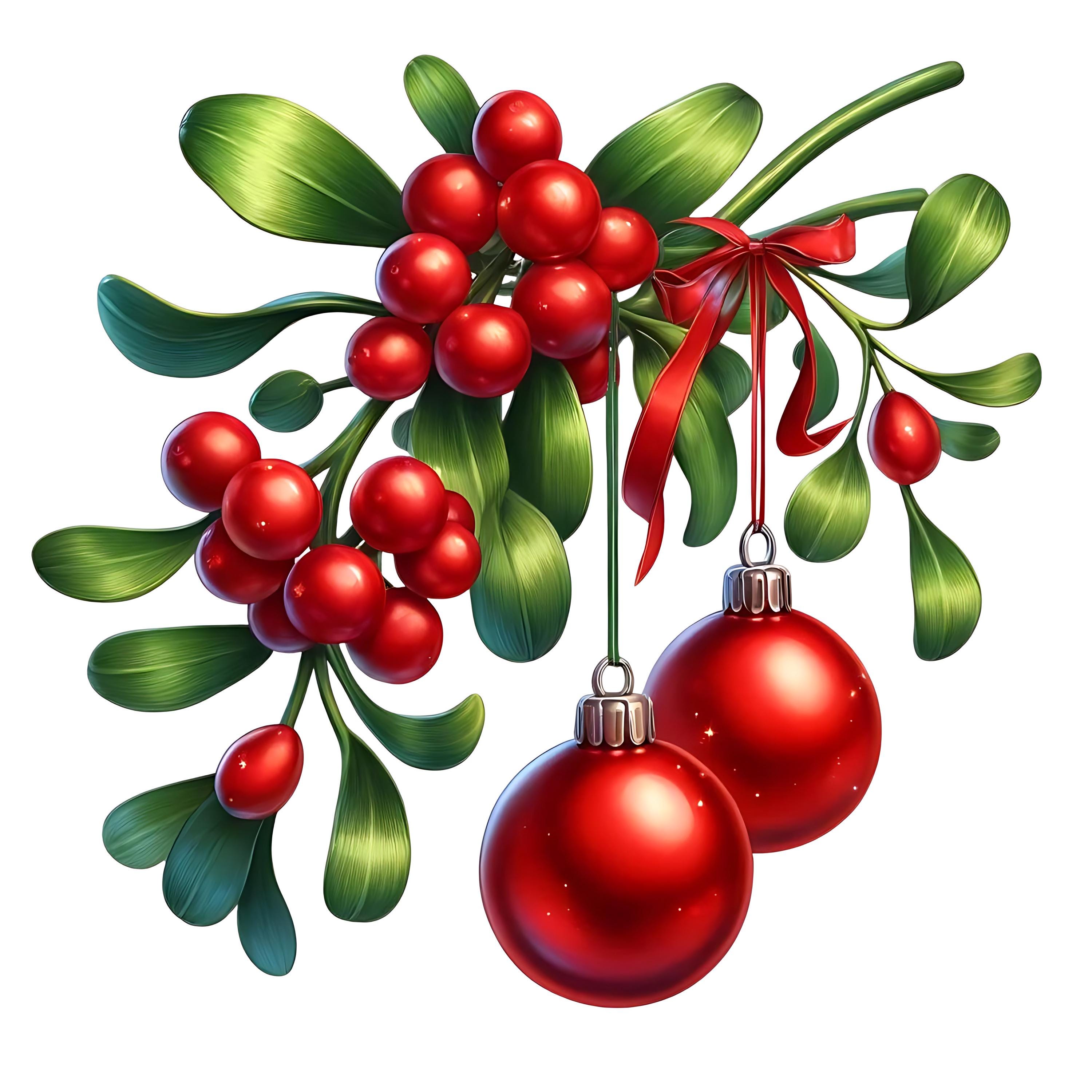 Christmas Mistletoe Clipart Bundle: Festive Holiday Art (11 JPG Digital ...