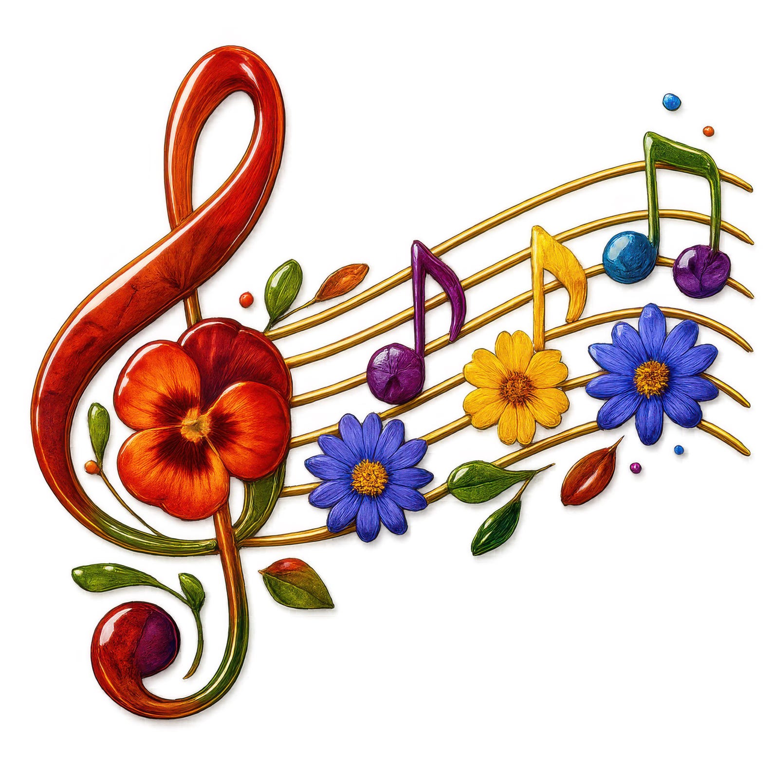 Floral Music Note Clipart, High-quality Pngs (commercial Use) - Etsy