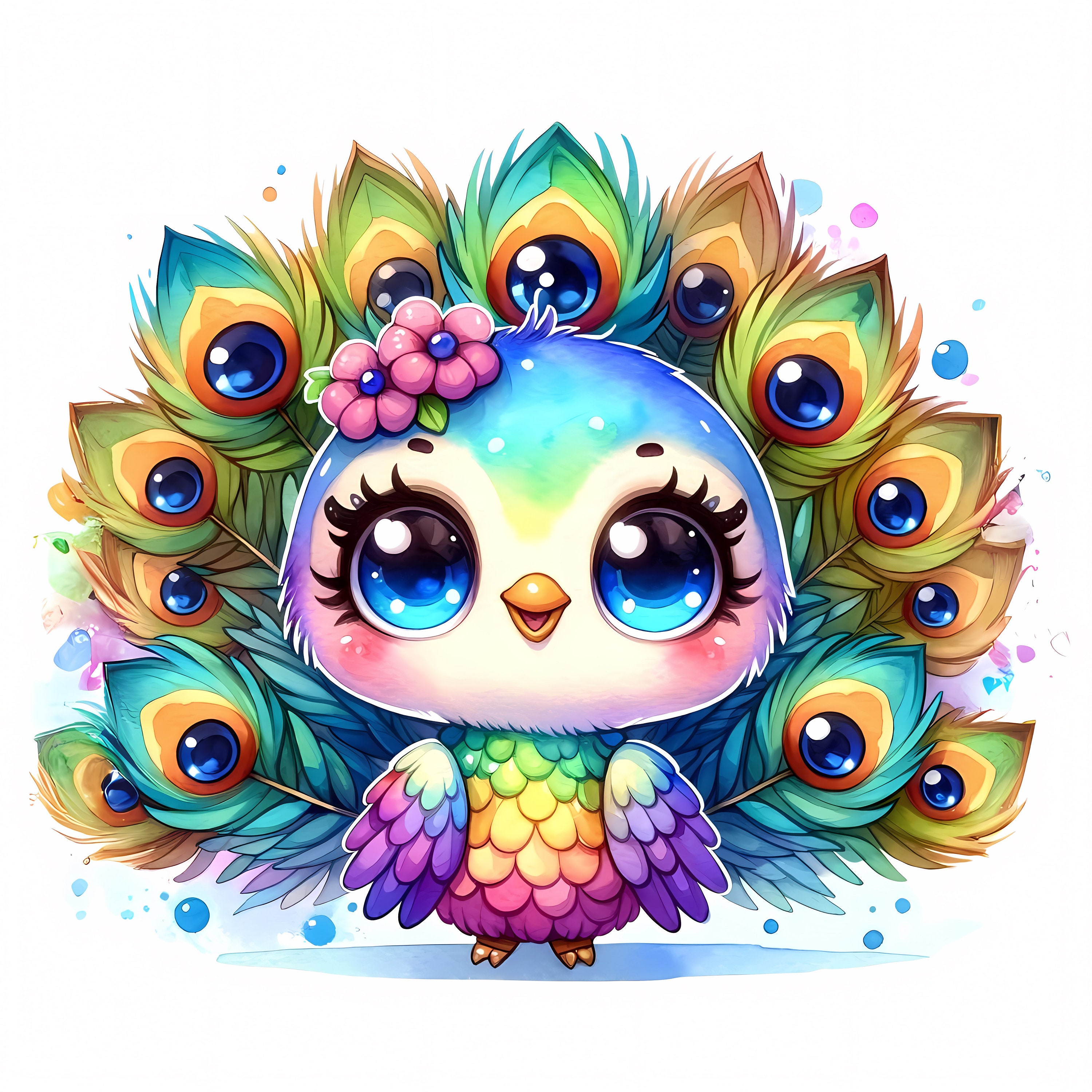 Cute Peacock 10 High-quality Jpgs Colorful Peacock Clipart Bundle Wall ...