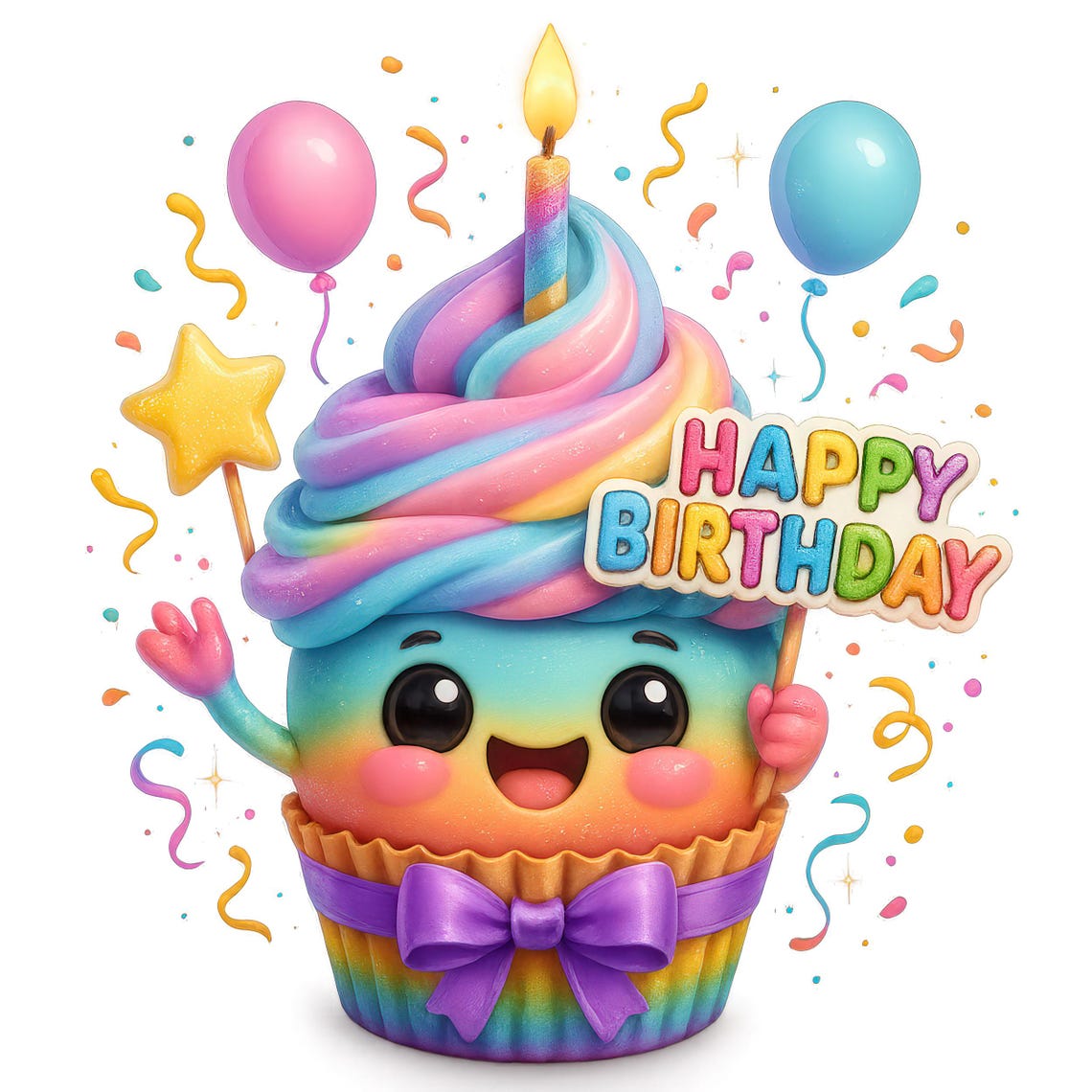 Watercolor Birthday Cupcake Kids Clipart Bundle: 12 PNG Digital ...