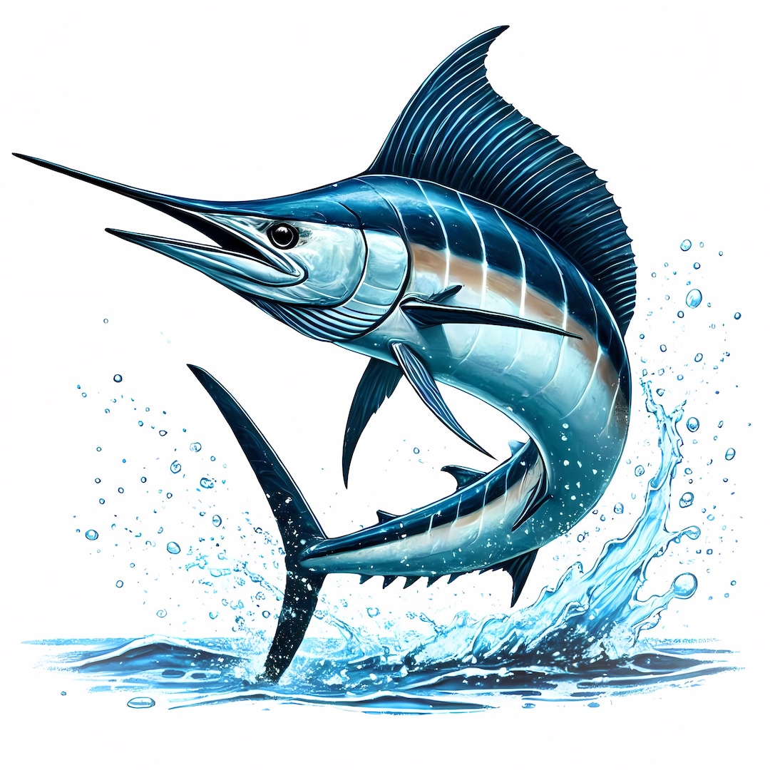 Blue Marlin Clipart | 10 High-quality Jpgs | Stunning Blue Marlin ...