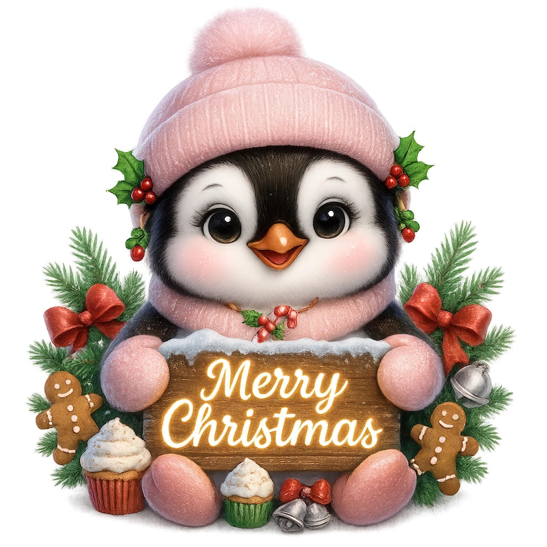 Christmas Penguin Clipart Bundle: Festive Holiday PNG (instant Download ...