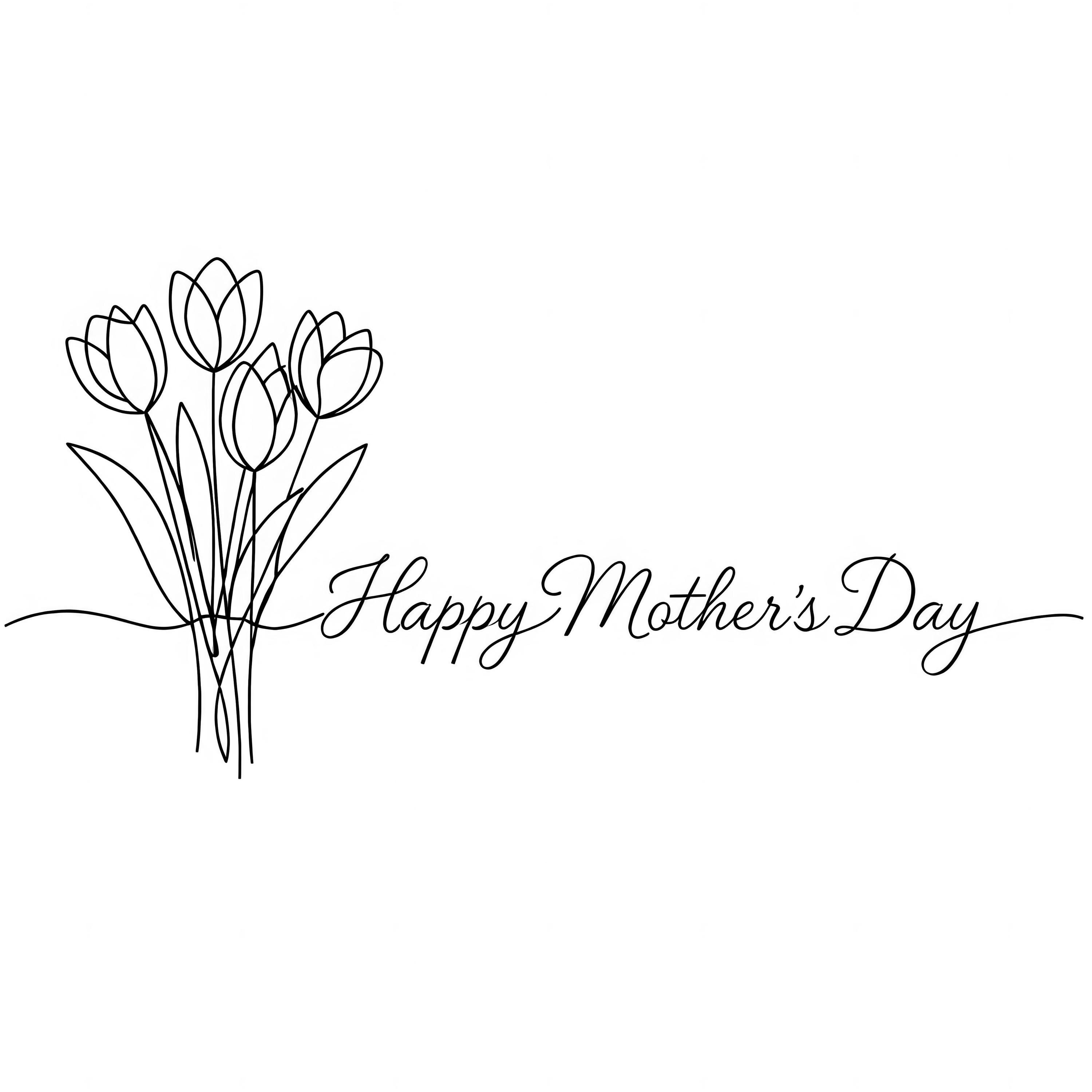 Floral Mother’s Day Clipart, Mom Hand Drawn Outline Graphics, Digital ...