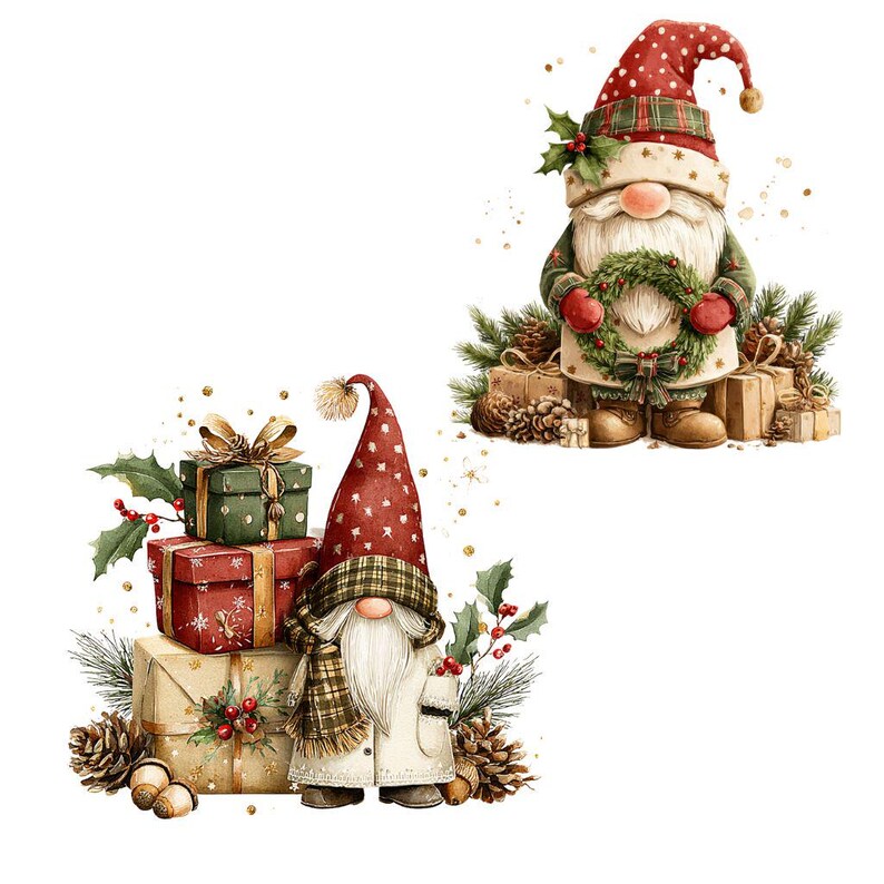 Christmas Gnomes Clipart: Adorable Festive Holiday Graphics (digital ...