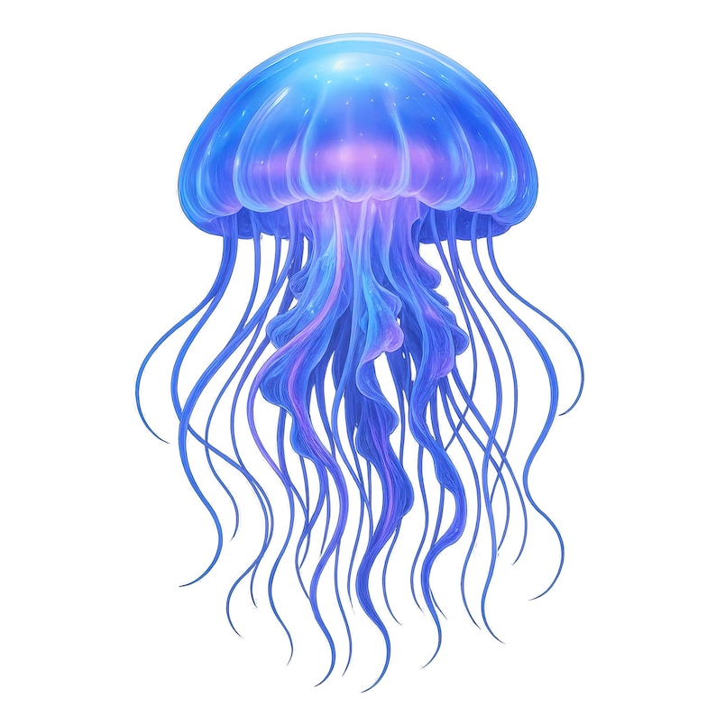 Realistic Jellyfish Clipart Bundle: Ocean Animal PNG Graphics ...