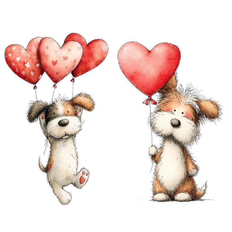 Dogs Valentine's Day Clipart | Adorable Whimsical Graphics | Digital ...