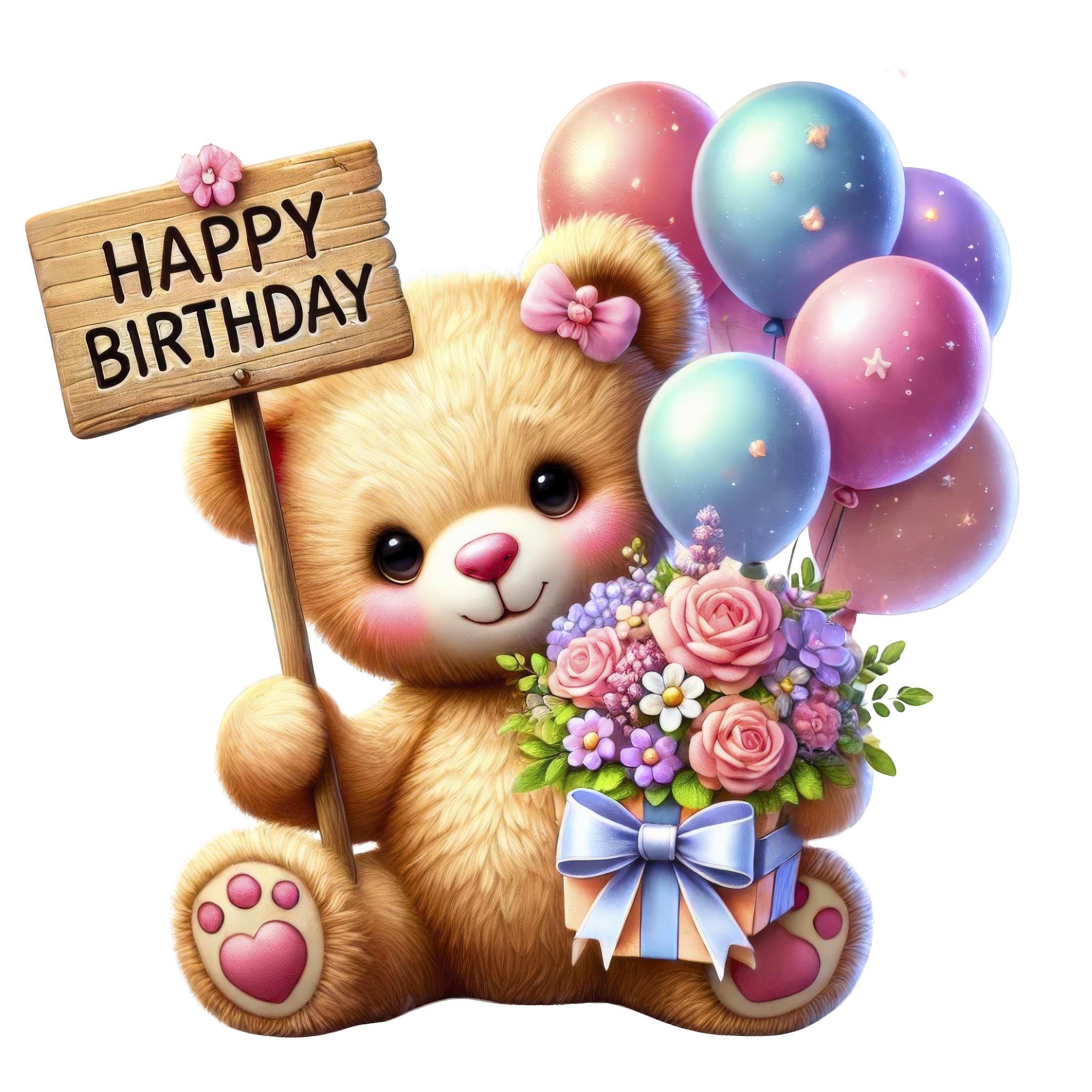 Teddy Bear Birthday Clipart | Cupcakes, Party Art (digital Download) 11 ...