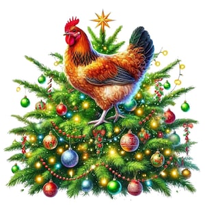Christmas Chicken Clipart | 11 High-quality Pngs | Festive Christmas ...