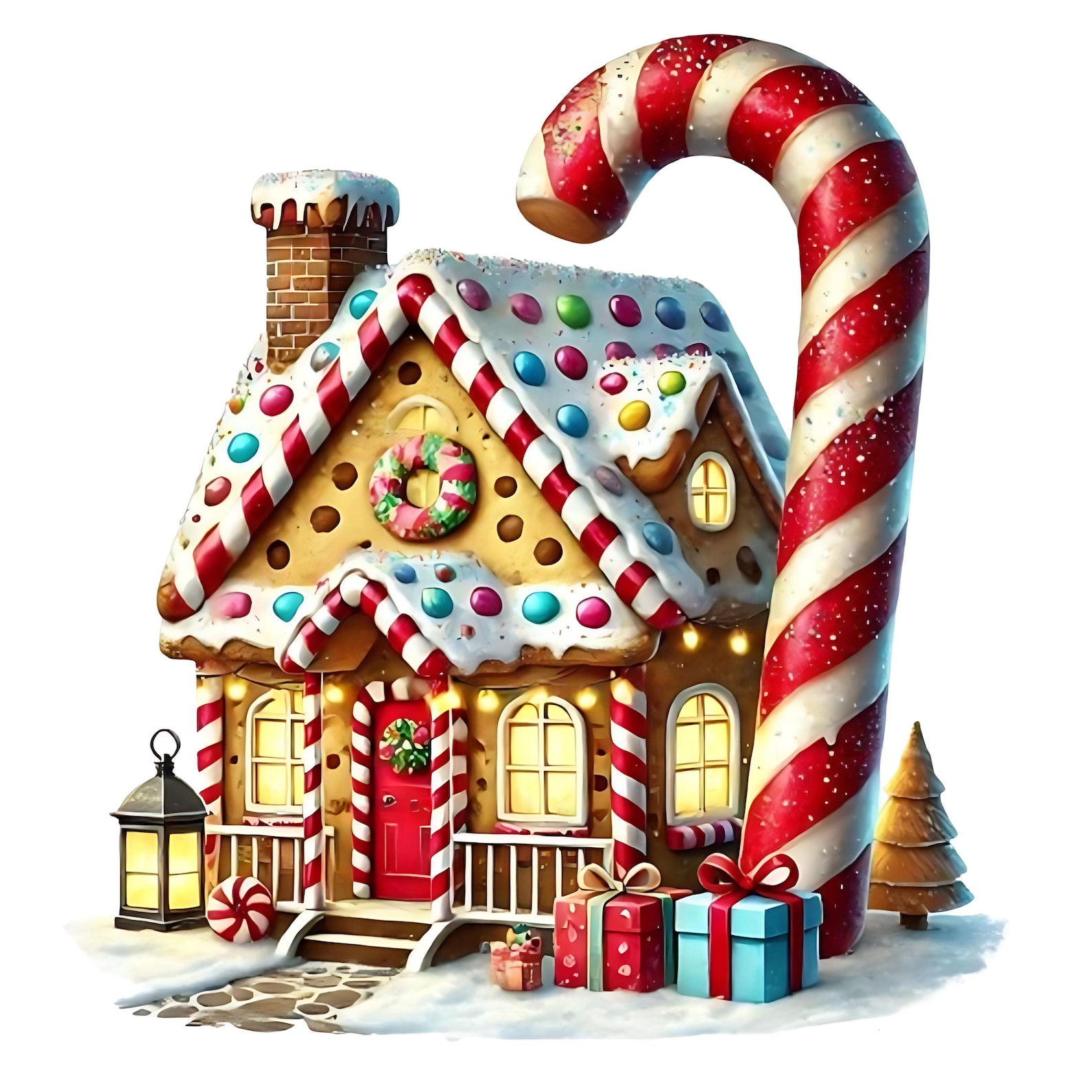 Candy Cane Gingerbread House Clipart: Holiday Decor (digital Download ...