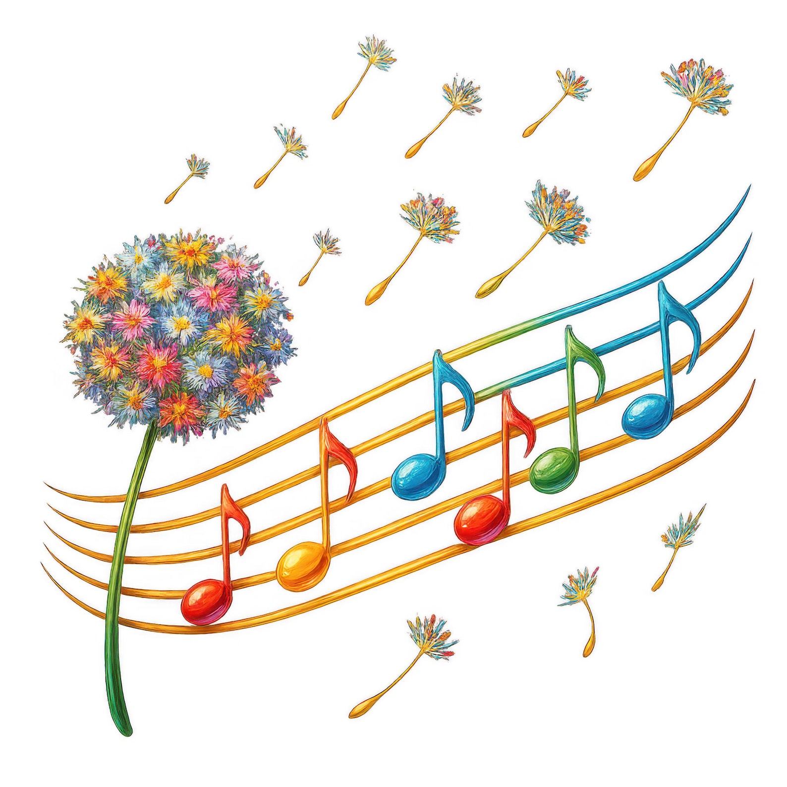 Floral Music Note Clipart, High-quality Pngs (commercial Use) - Etsy
