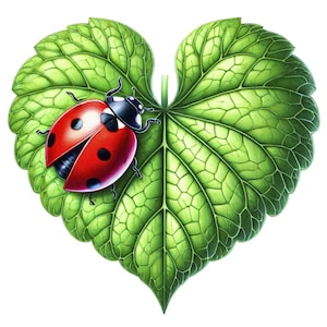 10 PNG/JPG, Ladybug Clipart | Ladybug and Leaf Clipart Bundle | Wall ...