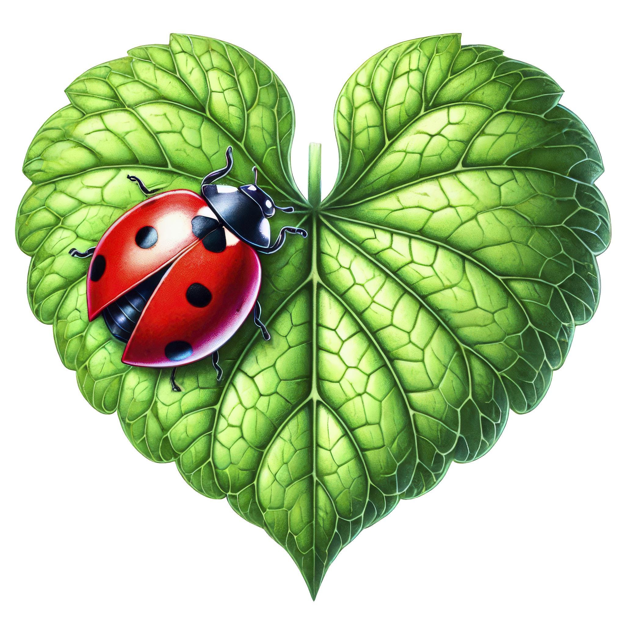 Ladybug and Leaf Clipart Bundle: Garden Art Printables (10 PNG/JPG ...
