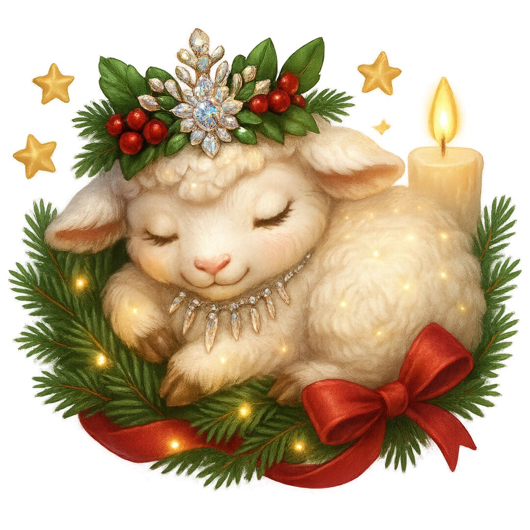 Cute Christmas Sheep Clipart – Holiday PNG for Crafts (instant Download ...